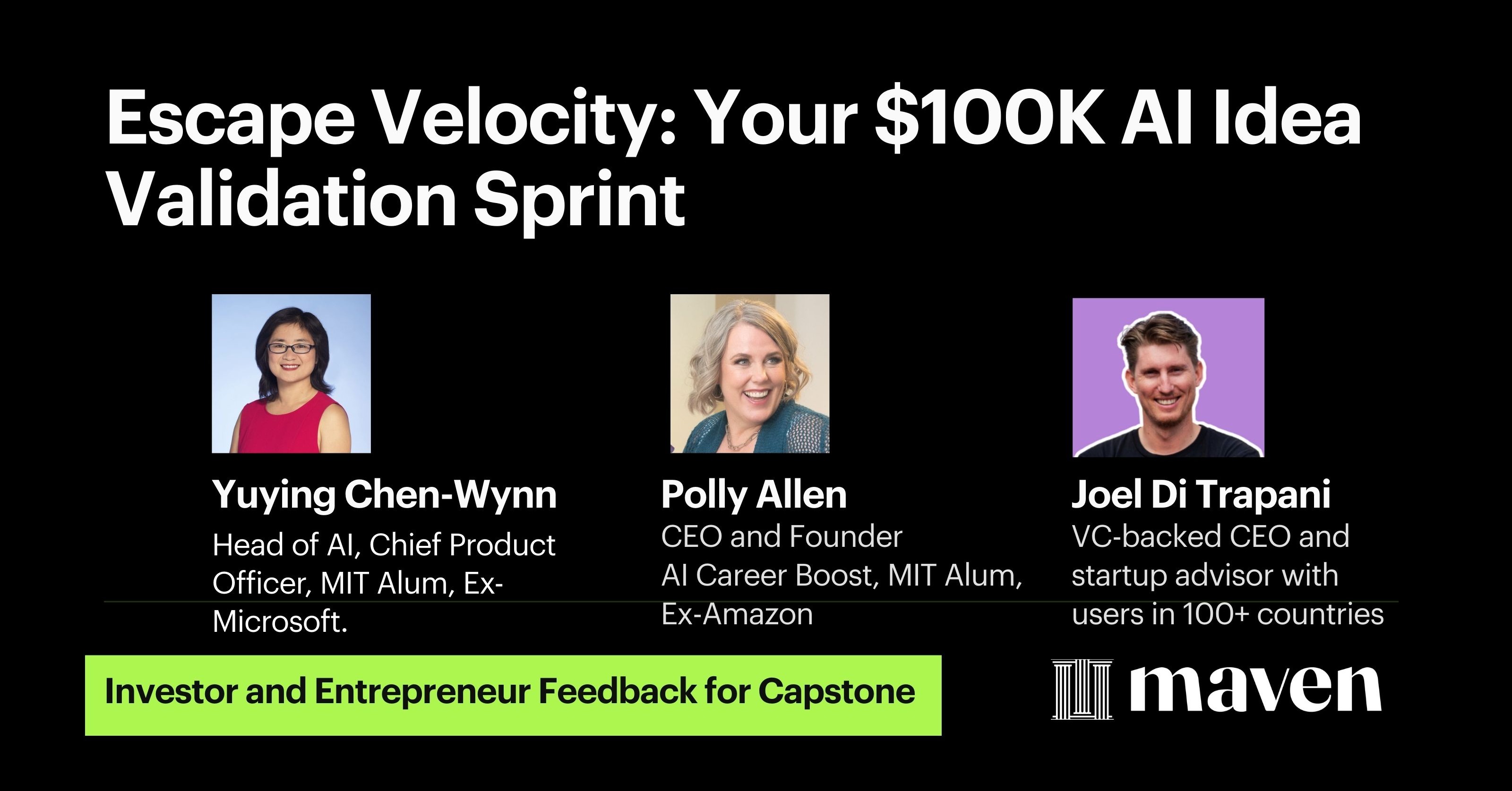 Escape Velocity: Your 100K AI Idea Validation Sprint by Yuying Chen-Wynn, Polly Allen, and Joel ...